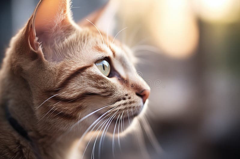 Backlit Whiskers and Ears of Quiet Cat Stock Illustration ...