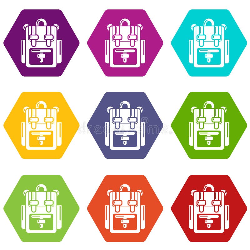 Backpack Adventure Icons Set 9 Vector Stock Vector - Illustration of ...