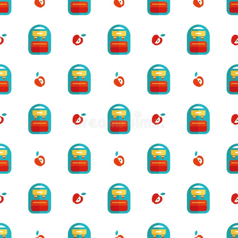 Backpack and apple pattern stock vector. Illustration of apple - 52646081