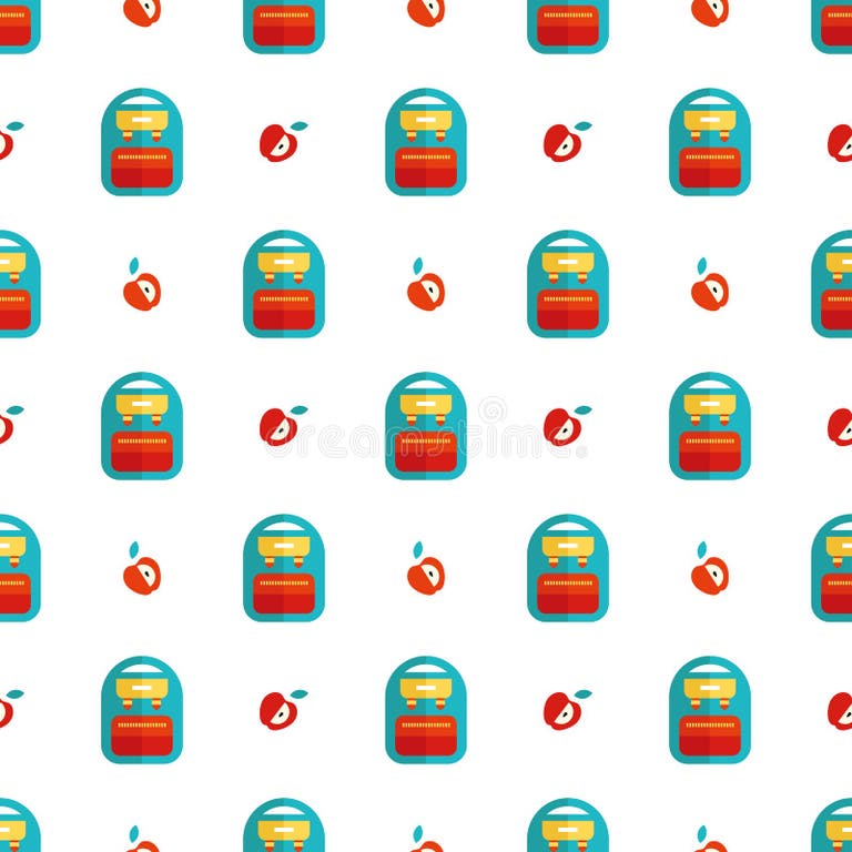 Backpack and apple pattern stock vector. Illustration of apple - 52646081