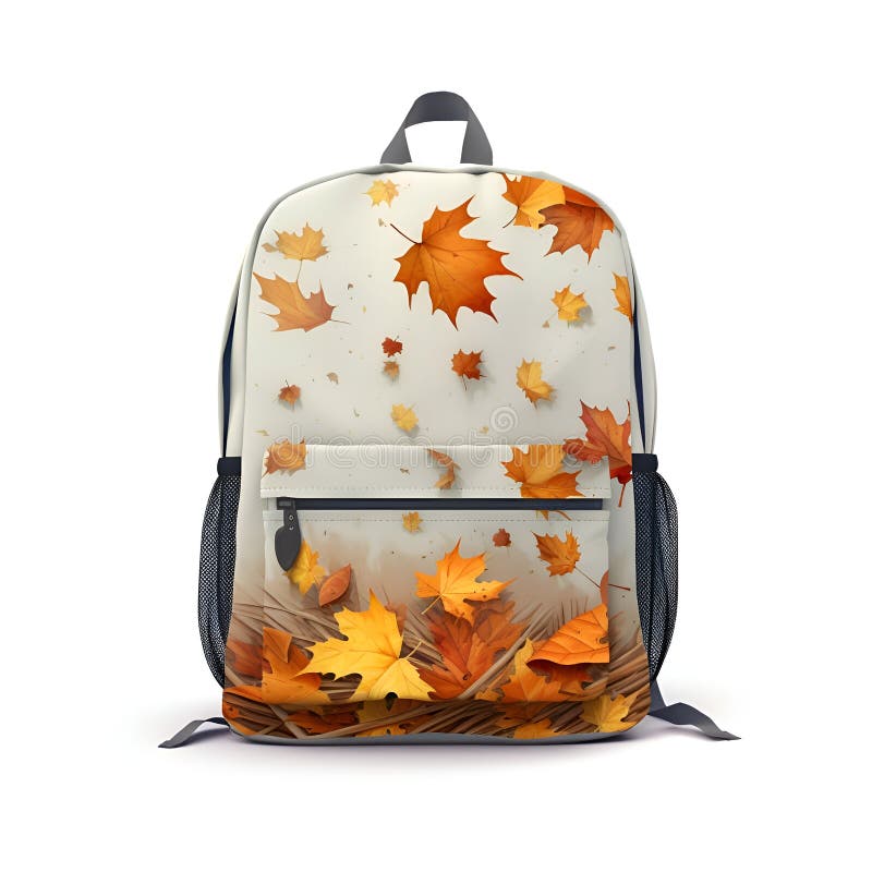 A Backpack with Autumn Leaves on it is Shown Stock Illustration ...