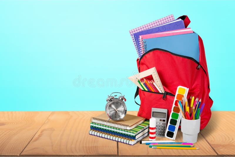 Backpack stock photo. Image of baggage, calculator, open - 115396108