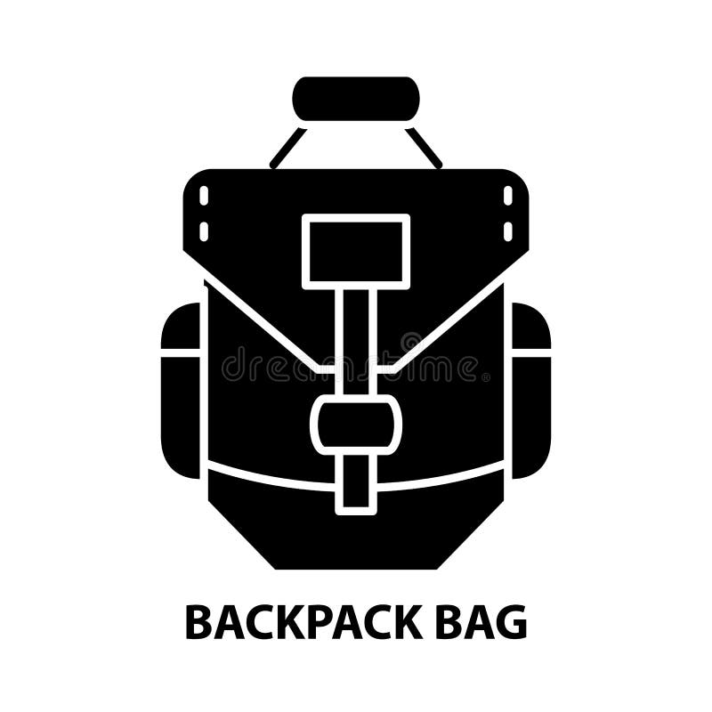 Backpack Bag Icon, Black Vector Sign with Editable Strokes, Concept ...