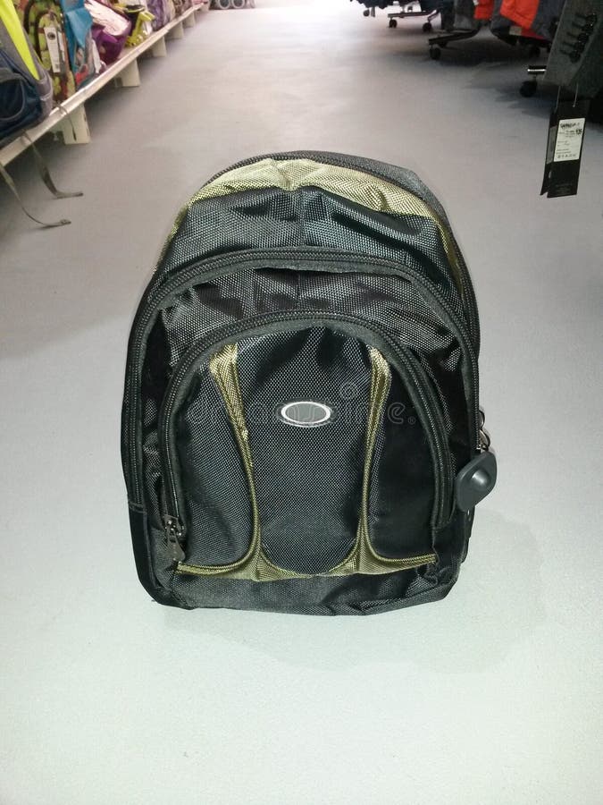 Backpack Black-brown on the Ground in Backpacks and Clothes Store Stock ...