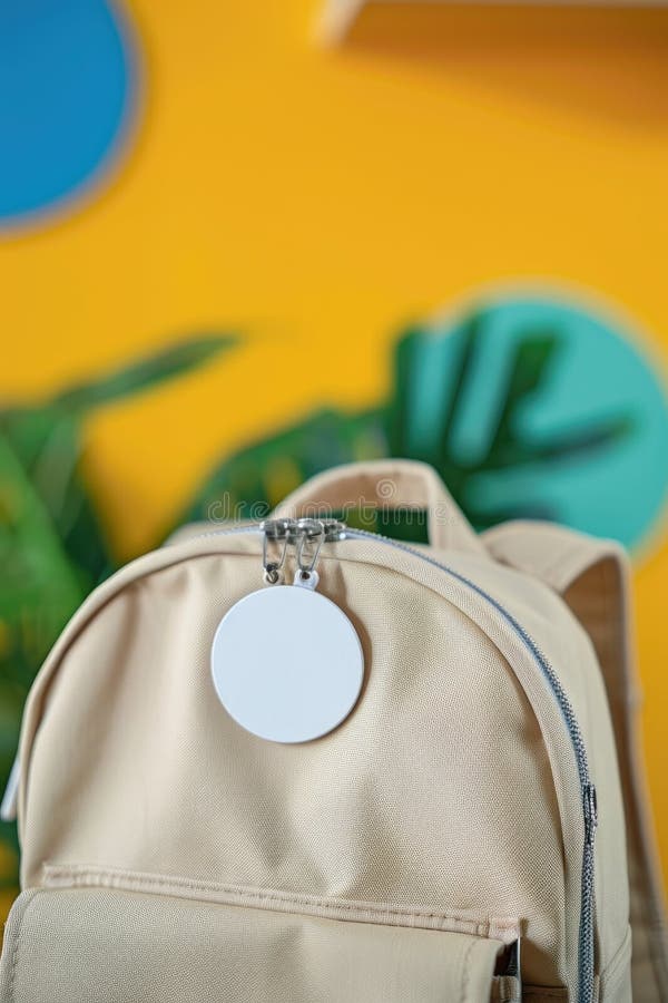Backpack with Blank Round Patch Stock Image - Image of hiking ...