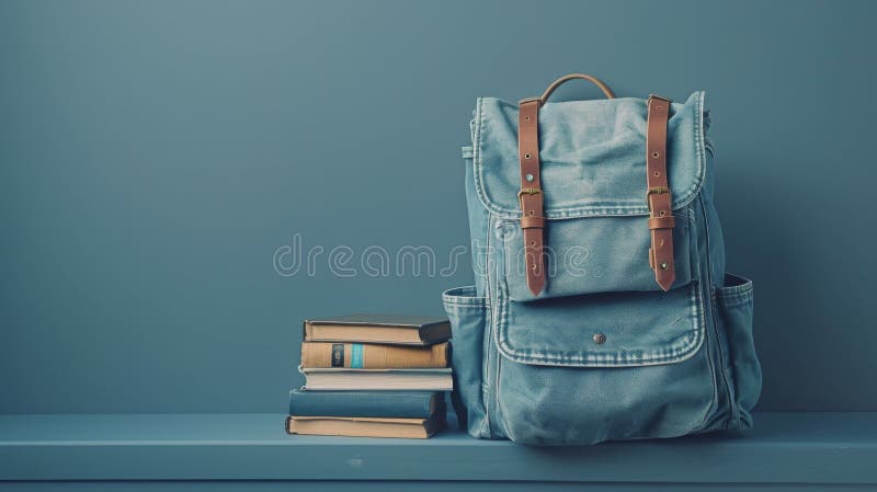 Backpack with Books Stacked Stock Photo - Image of organized, student ...