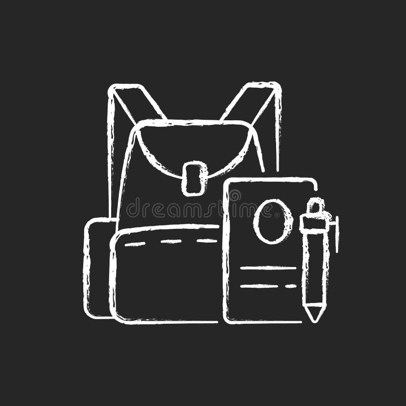 Backpack Chalk White Icon on Dark Background Stock Vector ...