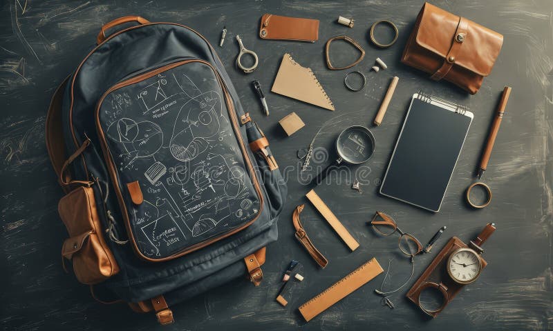 Backpack with Chalkboard on it Stock Illustration - Illustration of ...