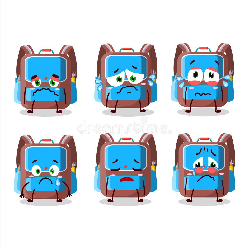 Backpack Children Cartoon Character with Sad Expression Stock Vector ...
