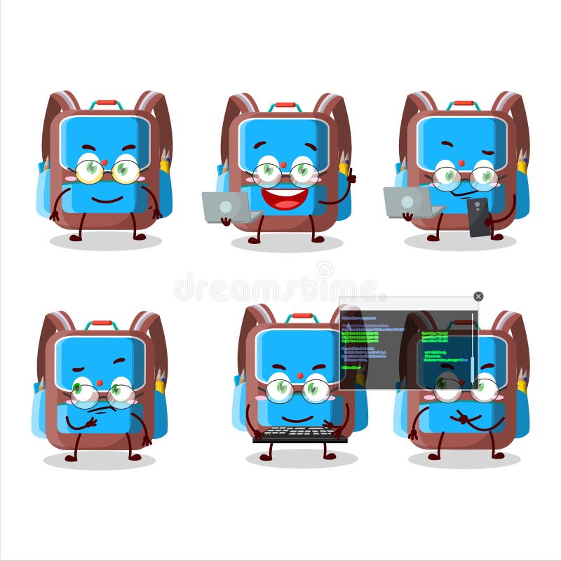 Backpack Children Programmer Cute Cartoon Character with Stock Vector ...