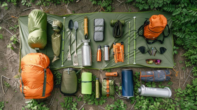 Backpack Contents Scattered on Ground Stock Photo - Image of belongings, list: 318086046