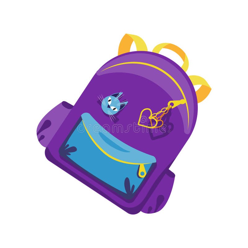 Backpack Vector Illustration. Cartoon Bright Violet Backpack Isolated ...