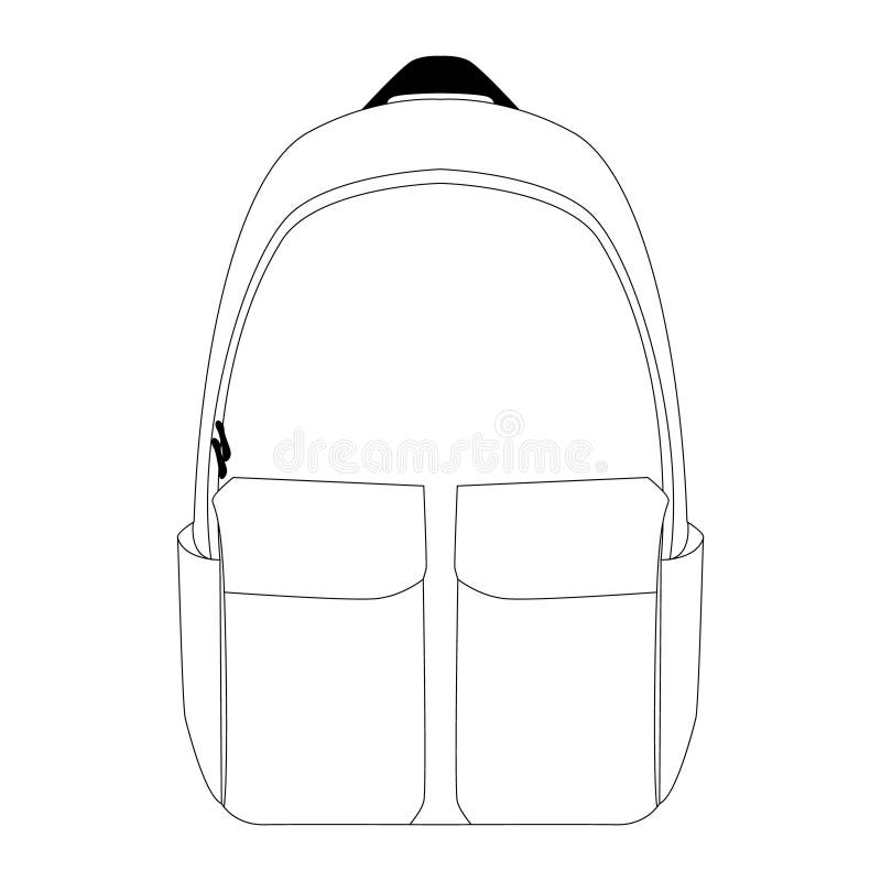 Backpack Double Pocket Vector Illustration Flat Sketches Template ...