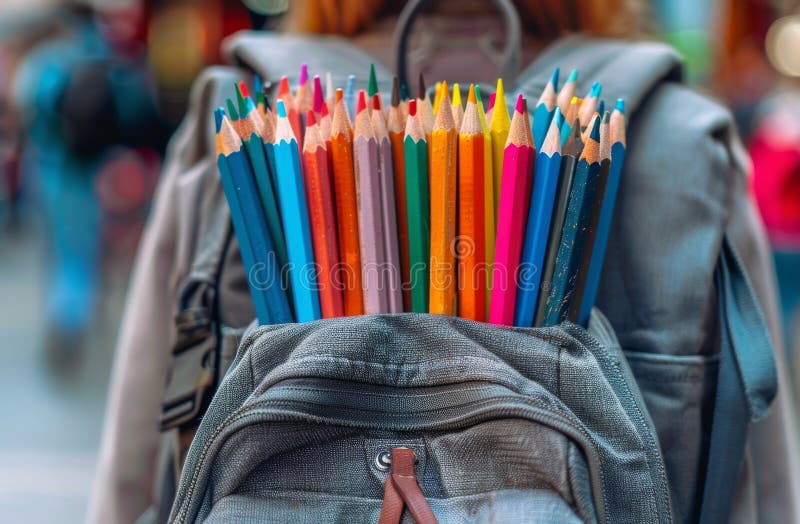 Backpack Full of Pencils stock image. Image of bulk - 310268741