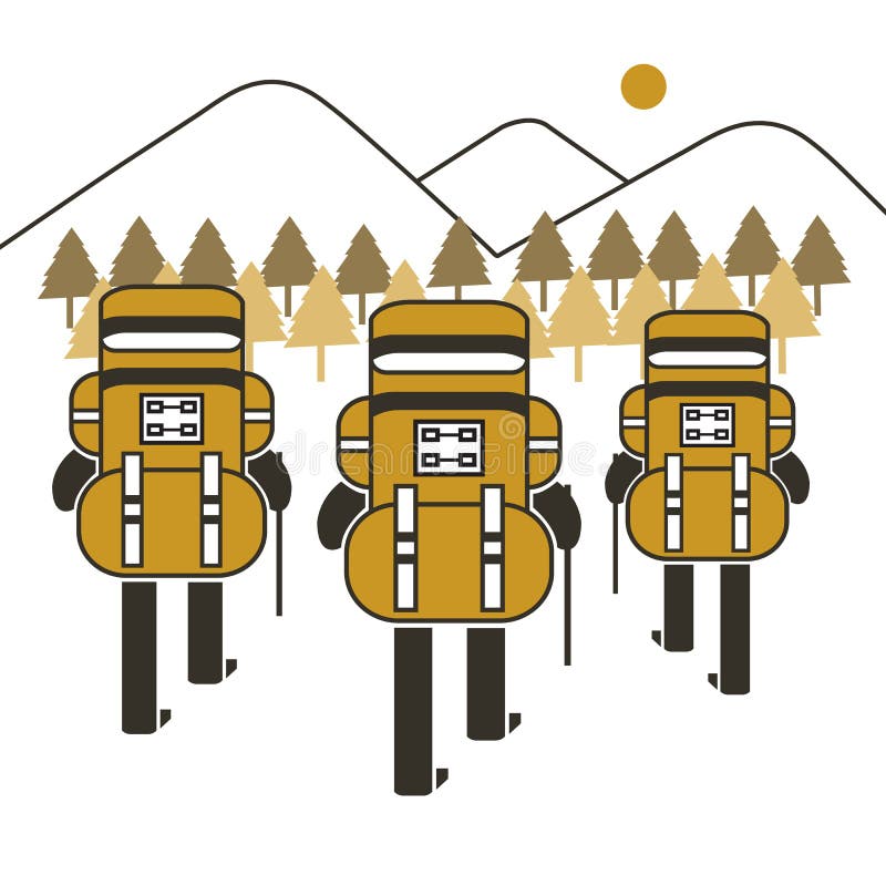 Backpack Group Hiking Mountain Stock Vector - Illustration of backpack ...