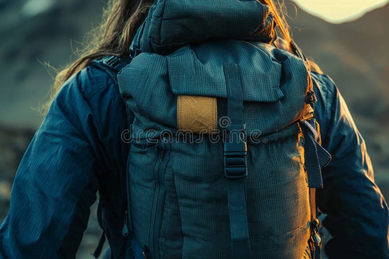 Backpack with Harness Detail Worn by Traveler in Jacket Stock Photo ...