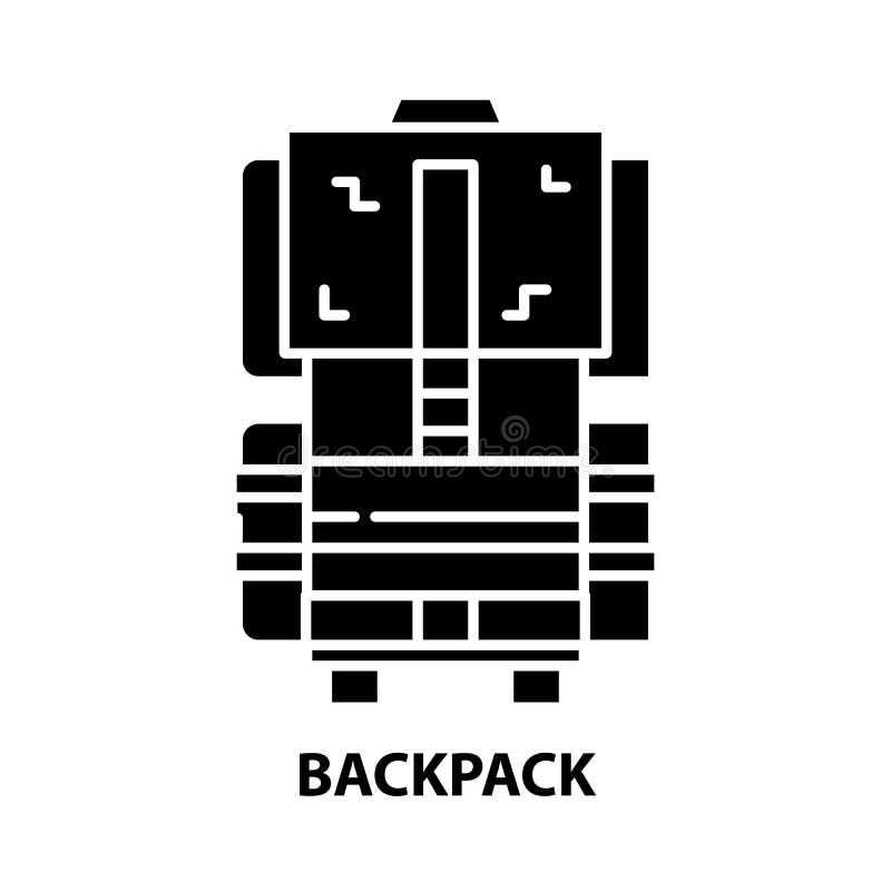 Backpack Icon, Black Vector Sign with Editable Strokes, Concept ...