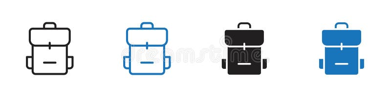 Backpack Icon Linear Graphics Set Vector in Black Stock Vector ...