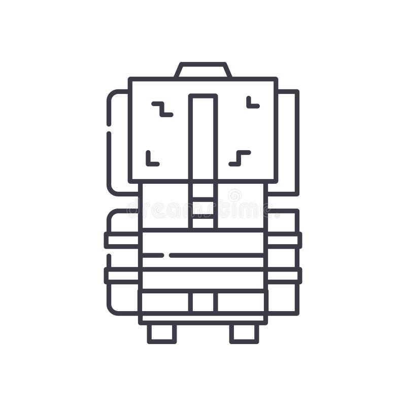 Backpack Bag Icon, Black Vector Sign with Editable Strokes, Concept ...