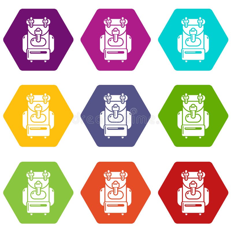 Backpack Icons Set 9 Vector Stock Vector - Illustration of luggage ...