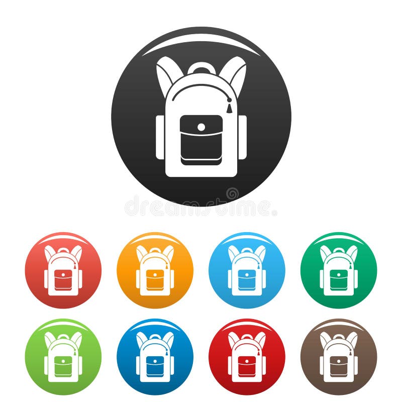 Backpack icons set color stock vector. Illustration of education ...