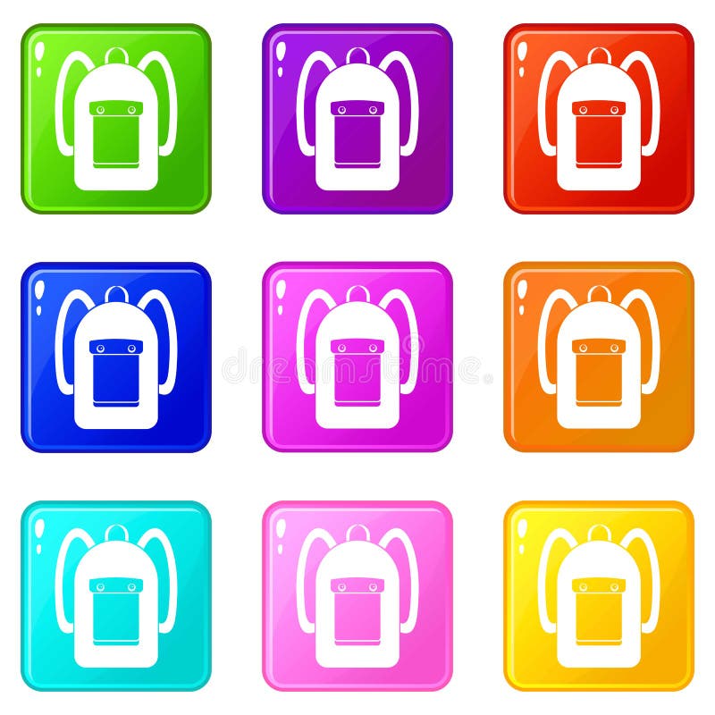 Backpack icons 9 set stock vector. Illustration of school - 96144881