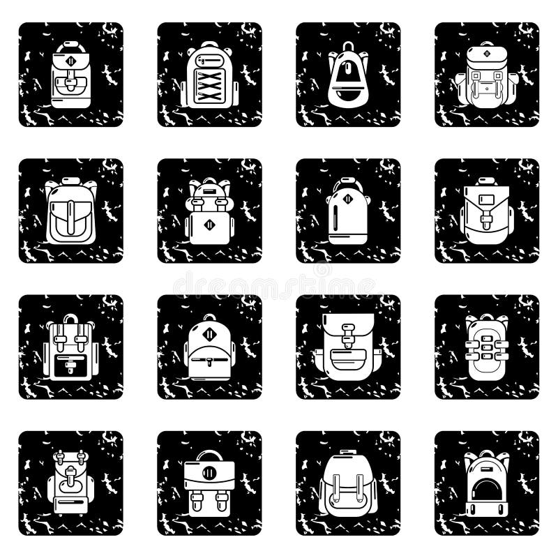 Backpack Icons Set Grunge Vector Stock Vector - Illustration of ...