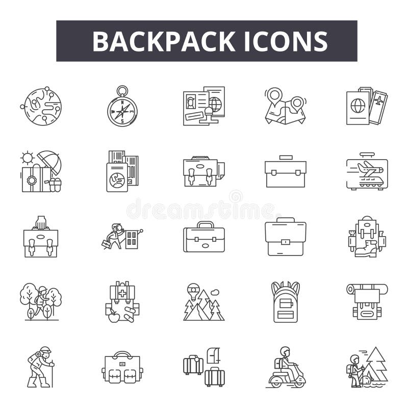Backpack Line Icons, Signs, Vector Set, Outline Illustration Concept ...