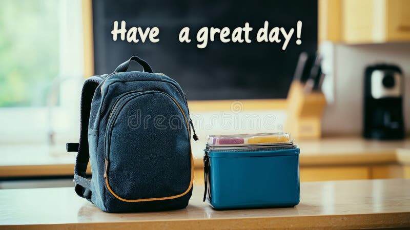 Backpack and Lunchbox Ready for School Stock Image - Image of homework ...