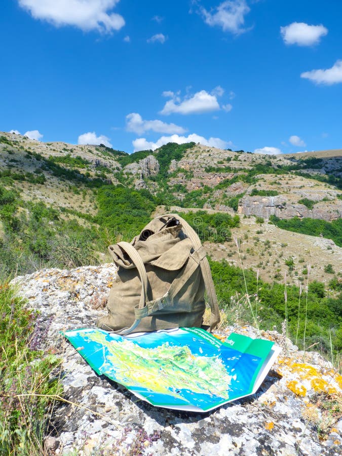 Backpack and map stock image. Image of backpacker, tourist - 20435187