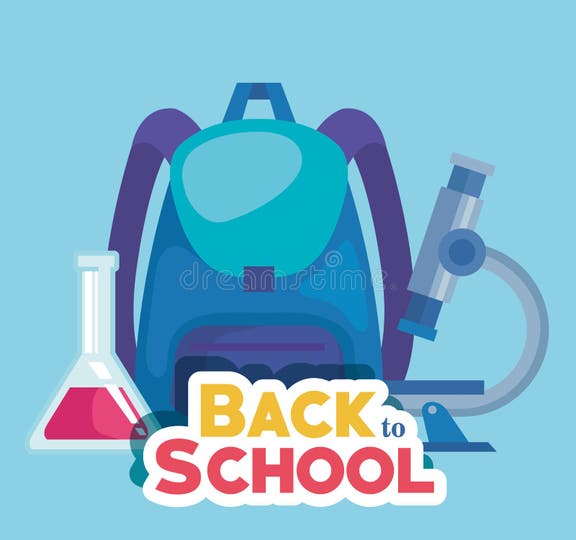 Backpack with Microscope and Erlenmeyer Flask Supplies Stock Illustration - Illustration of ...
