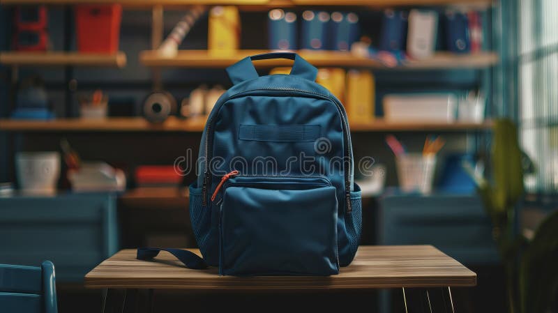 Backpack Mockup on Classroom Desk Stock Photo - Image of preparation ...