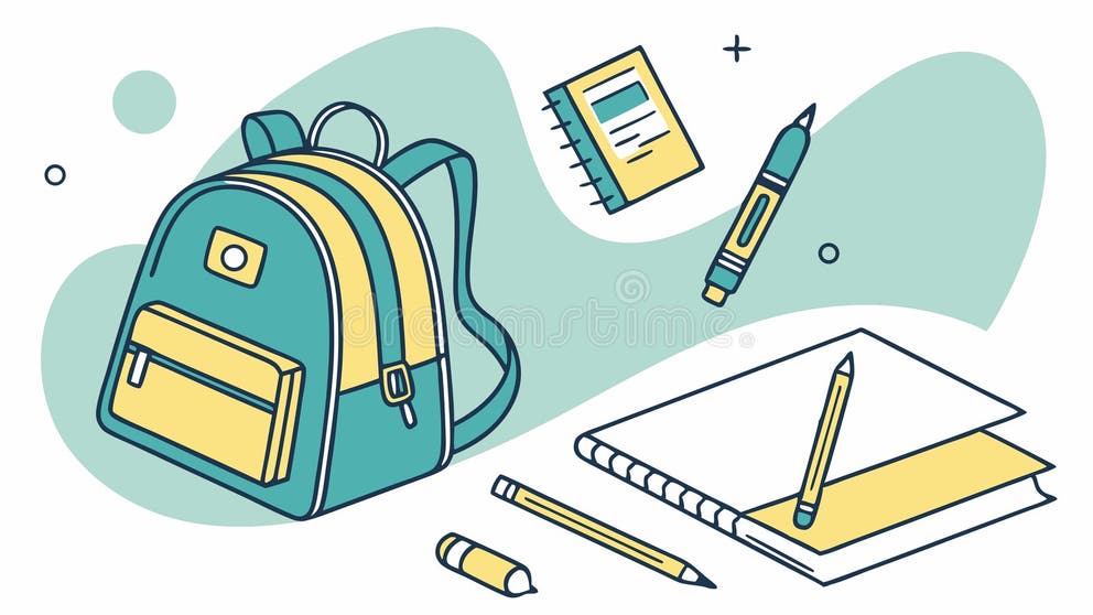 Backpack, Notebook, Pen, and Eraser, Back To School Essentials, Vector ...