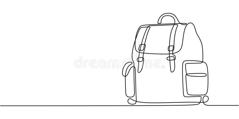 Backpack in One Line Drawing. Minimalist Concept for Carrying School ...