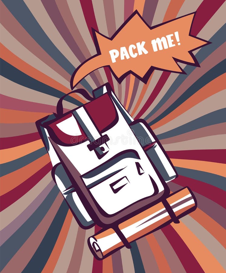 Backpack in Pop Art Style. Vector Image Stock Vector - Illustration of ...