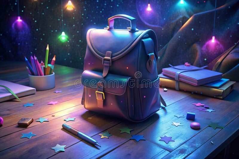 A Backpack S Nighttime Dream Under a Canopy of Lights Stock Image ...