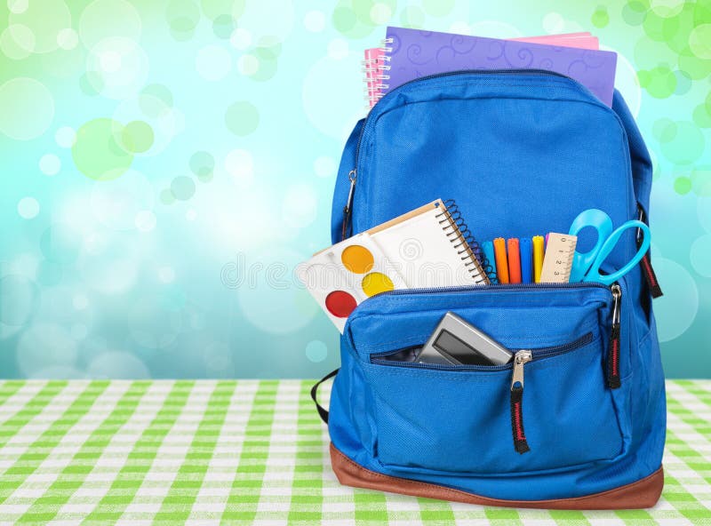 Backpack stock image. Image of violet, open, scribbler - 60000507