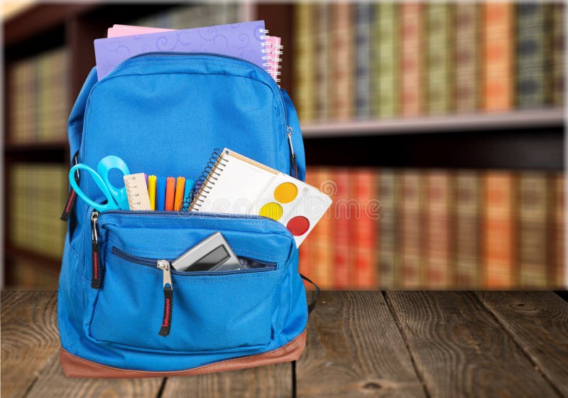 Backpack stock image. Image of full, calculator, stationery - 118933271