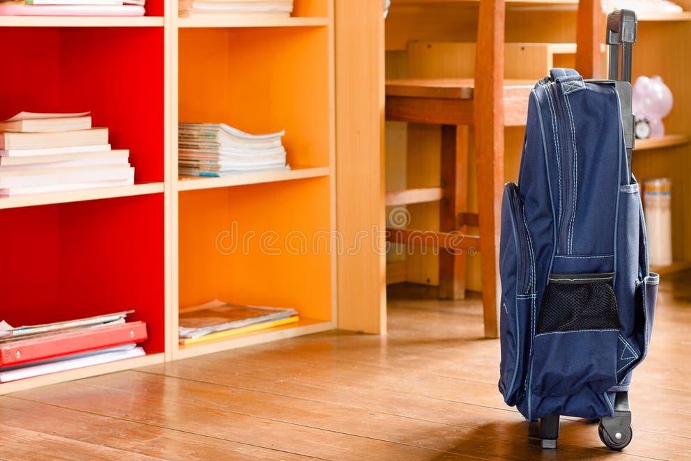 Backpack School in Homework Room Stock Photo - Image of room, education ...