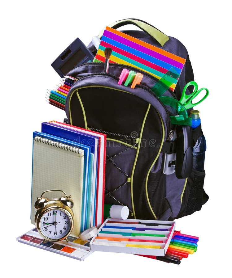 Backpack with School Supplies Stock Image - Image of isolated, full ...