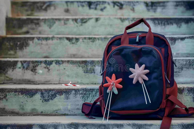 Backpack on School Steps, Peppermint Sticks Jutting Out Stock Image ...