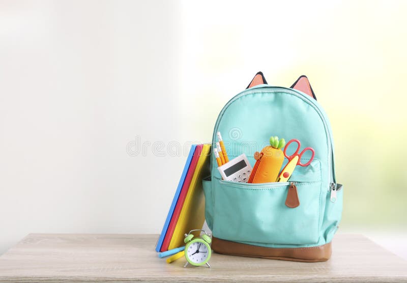 Backpack with School Supplies,back To School Empty Space Backdrop Stock ...