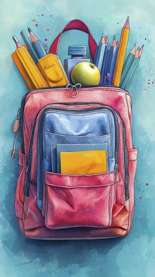 Backpack, Schoolback and Stationery Set, Back To School Concept. AI ...
