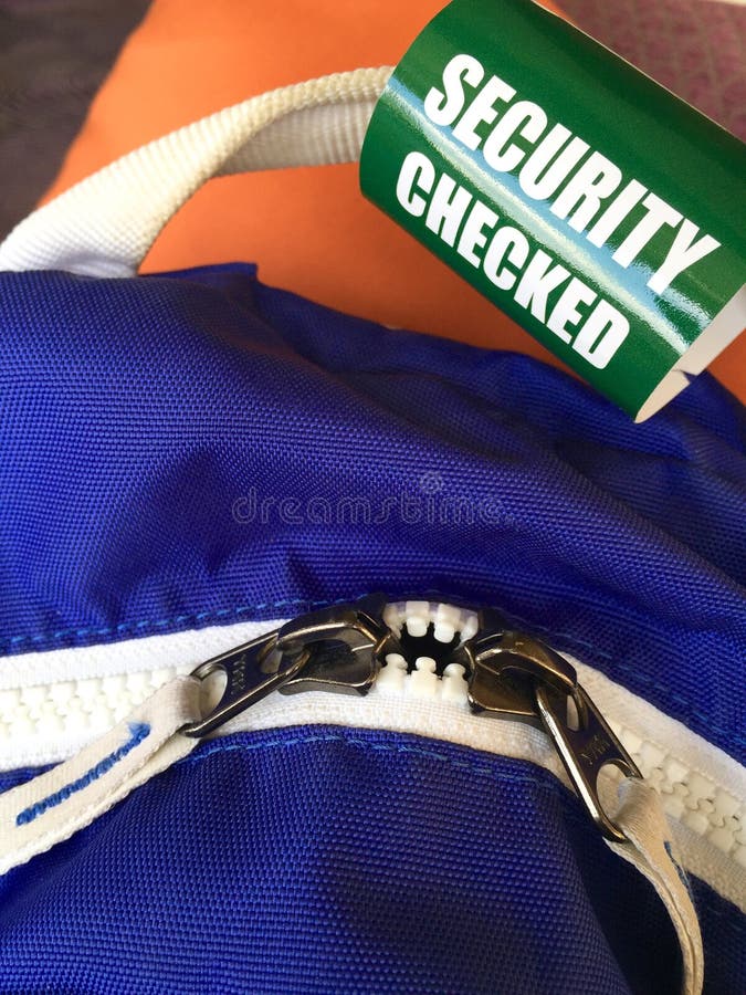 Backpack with Security Checked Tape Stock Photo - Image of zipper, tape ...