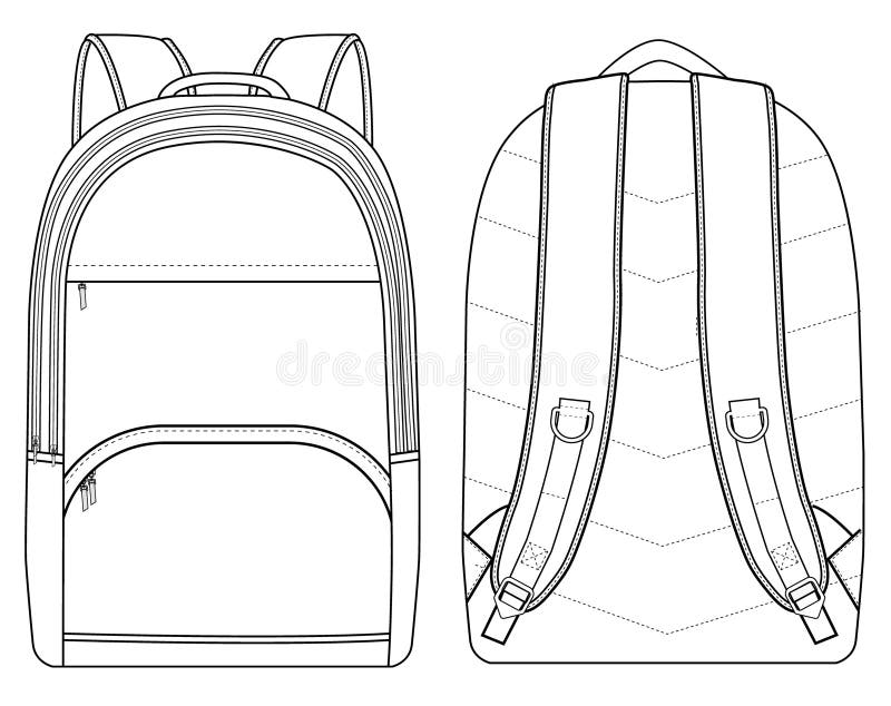 Backpack Silhouette Technical Vector Illustration Design Stock ...