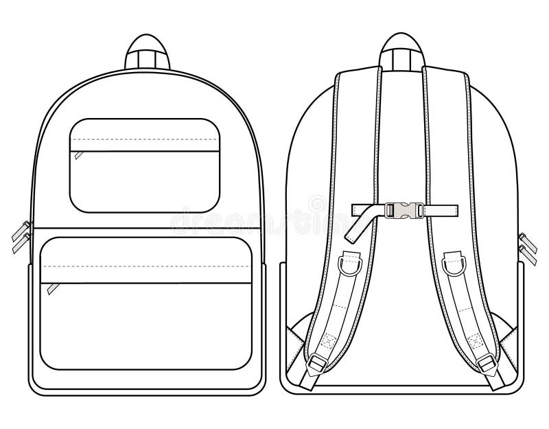 Backpack Silhouette Technical Vector Illustration Design Stock ...
