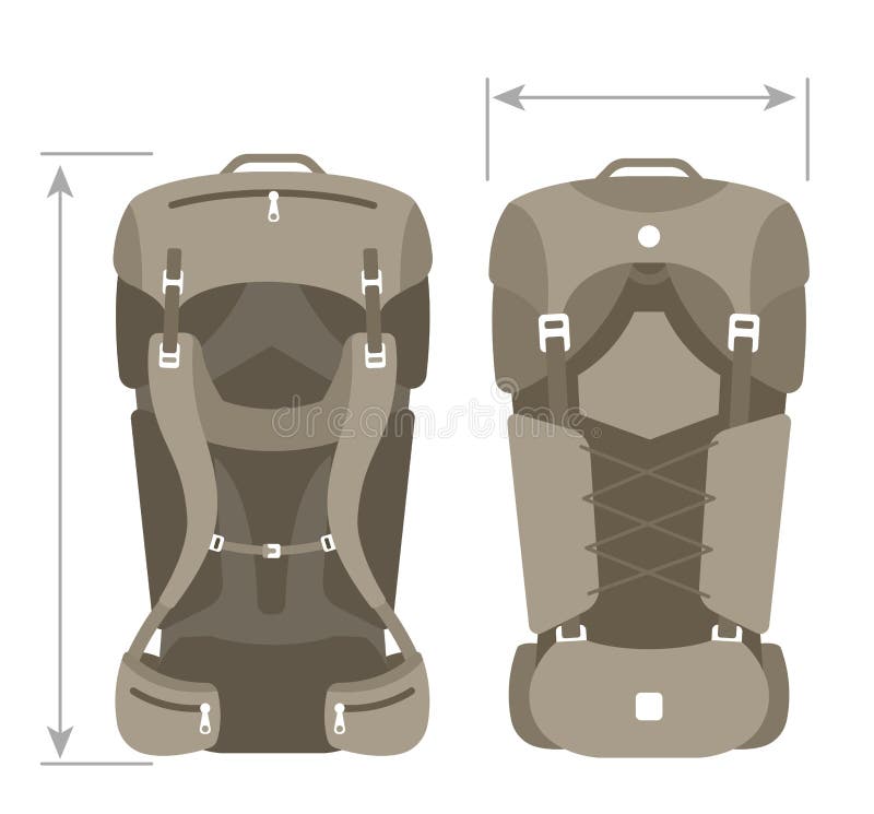 Backpack Size. Baggage Scale. Selection of Hiking Equipment. for Travel ...