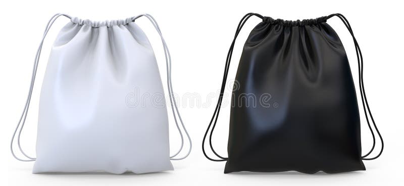 Backpack with Strings,white and Black Isolated on White Background High ...