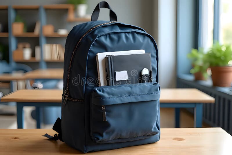 Backpack for Students with a Notebook, Pen, and Eraser Placed Next To ...
