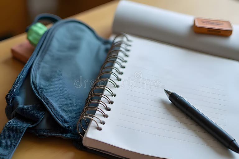 Backpack for Students with a Notebook, Pen, and Eraser Placed Next To ...